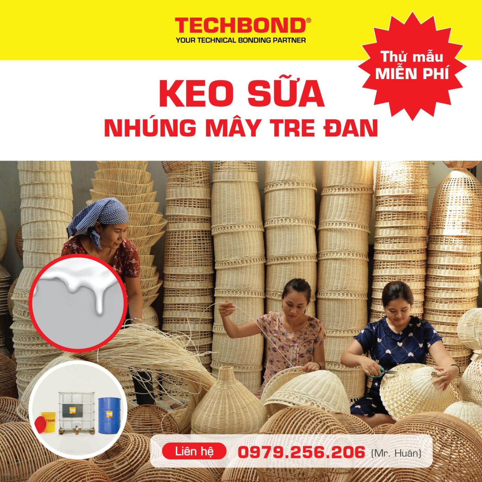 Làm cứng sản phẩm mây tre lá bằng keo sữa | TECHBOND